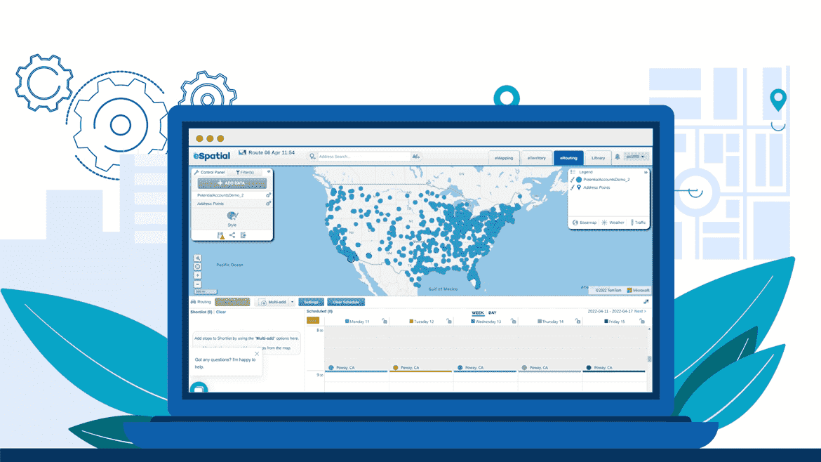 Mapping, routing and territory software for sales, marketing and ops